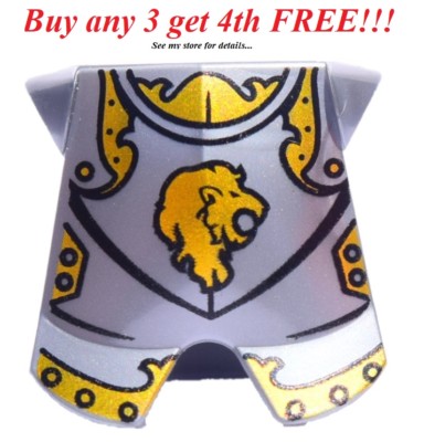 ☀️NEW Lego DARK PEARL GRAY Gold Lion Breastplate Chestplate Armor ...
