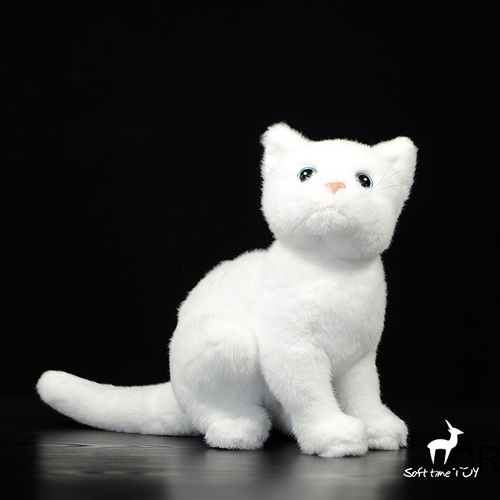 Simulation White Cat Doll Cute Short Hair Cat Doll Chinese Garden Cat ...