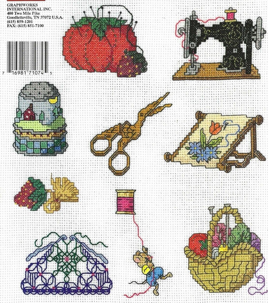 MINI MOTIF DESIGNS FOR NEEDLEWORK--Sewing Icons-Counted Cross Stitch ...