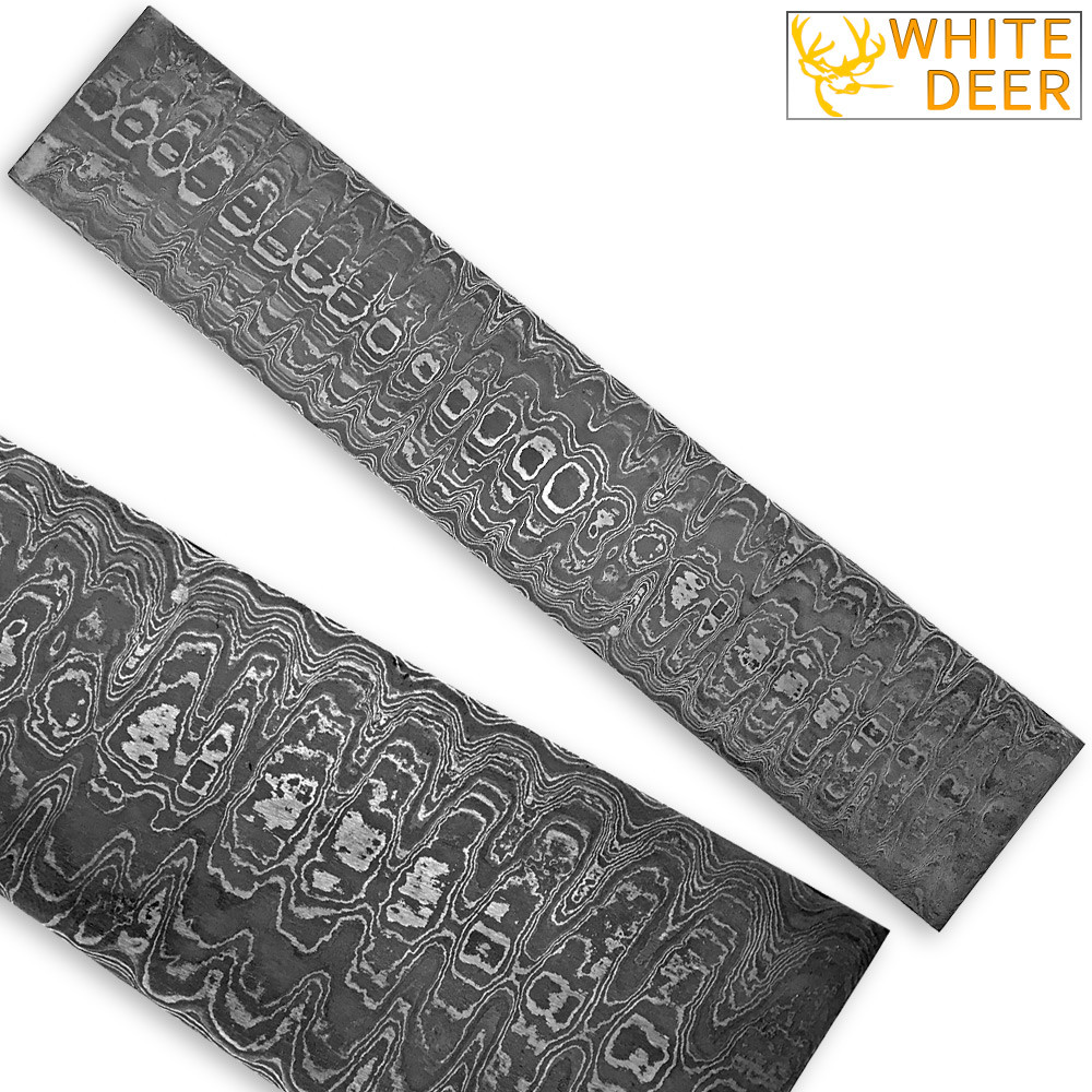 White Deer LADDER PATTERN Billet Damascus Steel Forge Welded 10in x 2in ...