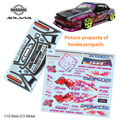 TAKA Carhouse Sticker Set for Nissan Silvia S13 1:10th scale RC drift ...