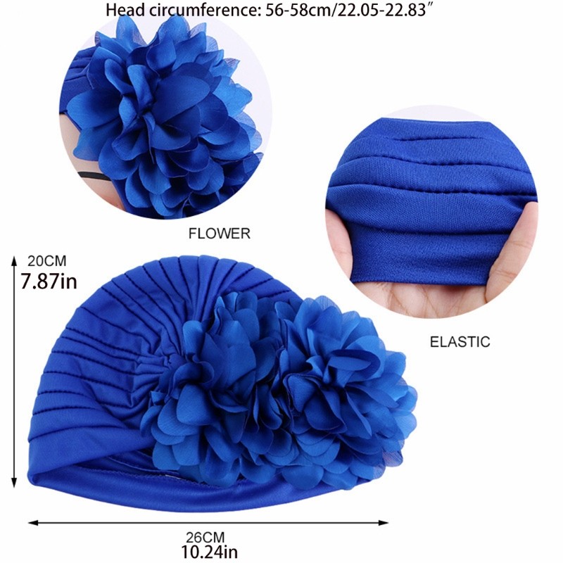 Solid Color Flower Muslim Hijab Forehead Turban Cap Hat Islamic ...