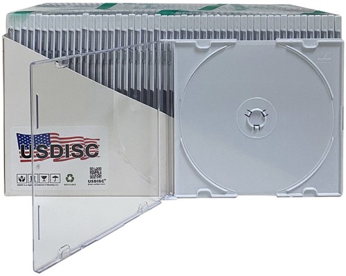 50 USDISC CD Jewel Cases Slimline 5.2mm, Single 1 Disc (White ...