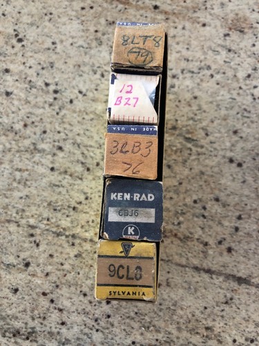NOS New Sleeve of 5 Audio Radio Vacuum Tubes 9CL8 6BJ6 3CB3 12B27 & 8 ...