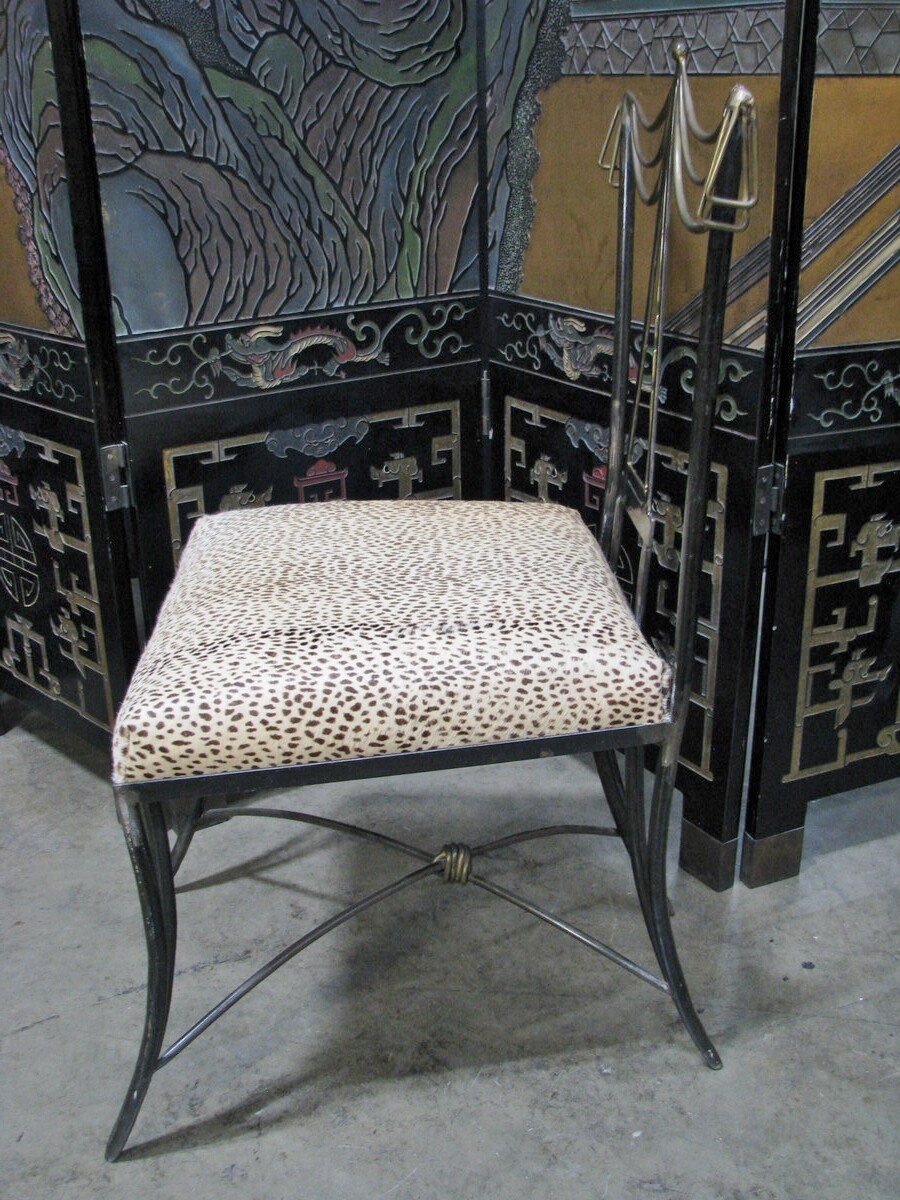 Circa 1990 Mario Villa Steel and Bronze SIde Chair; Neoclassic Motifs ...
