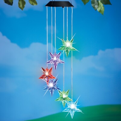 Solar LED Color Changing Celestial Stars Wind Chime Garden Mobile ...