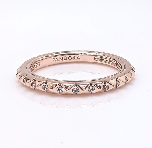 NEW 100% Authentic PANDORA Rose Gold Pandora ME Pyramids CZ Stud Ring ...