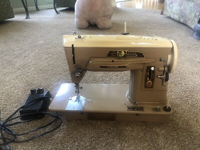 VINTAGE SINGER SLANT-O-MATIC SEWING MACHINE WITH PEDAL MODEL 403 WORKS ...