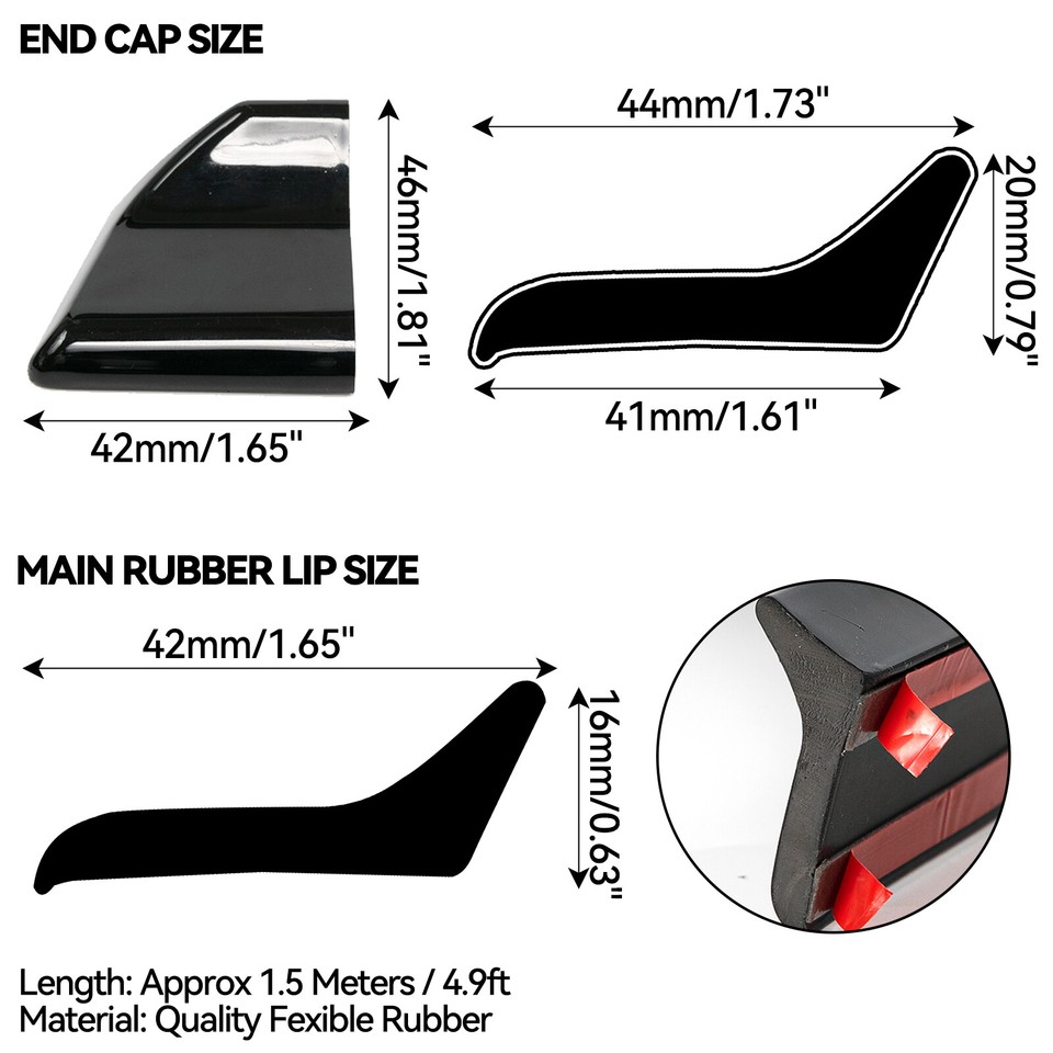 4.9ft Glossy Black Car Rear Roof Tail Trunk Spoiler Wing Lip Trim Kit ...