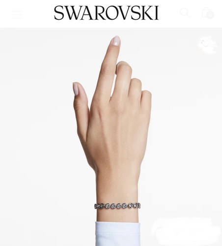 New 100% SWAROVSKI Imber Tennis Bracelet Round cut, Black, Ruthenium ...