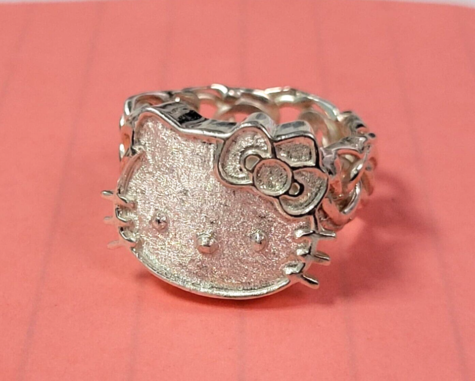925 Sterling Silver Chino Link Hello Kitty Ring Solid Gift Size 6 ...