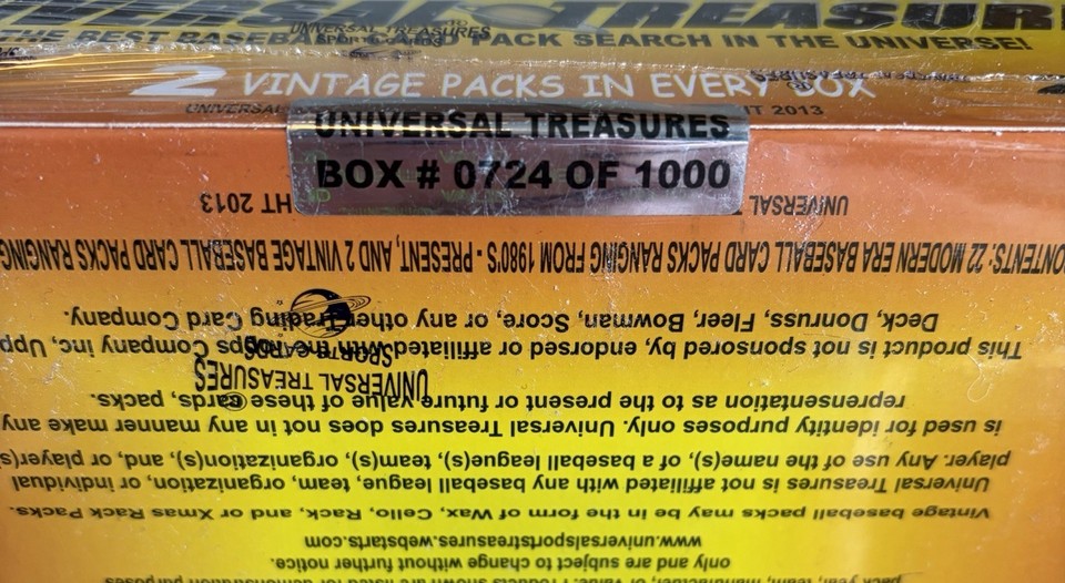 2013 UNIVERSAL TREASURES Baseball BOX 2 VINTAGE PACKS 1952-79; 22 Packs ...