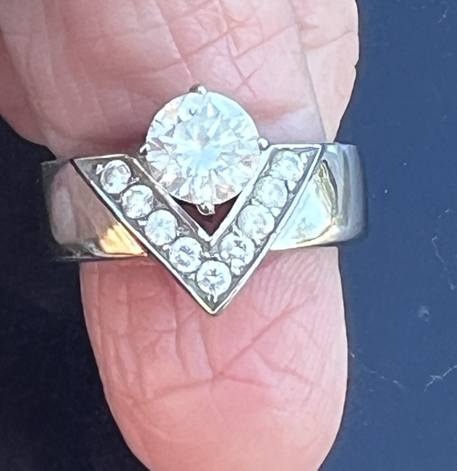 Michael Valitutti NH Signity Collection Stainless Steel CZ Ring Size 6 ...