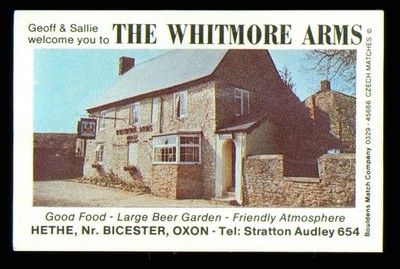 Matchbox label pub The Whitmore Arms Hethe nr Bicester Oxfordshire ...