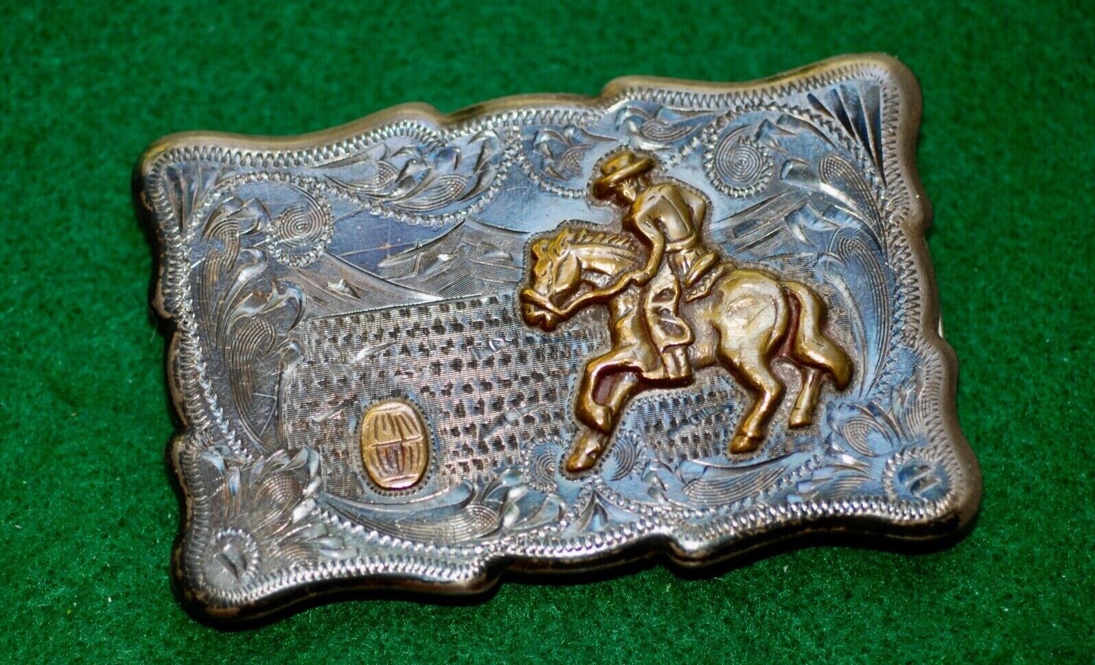 Amazing Old Frontier Sterling Silver Hand Engraved Rodeo Western Buckle ...