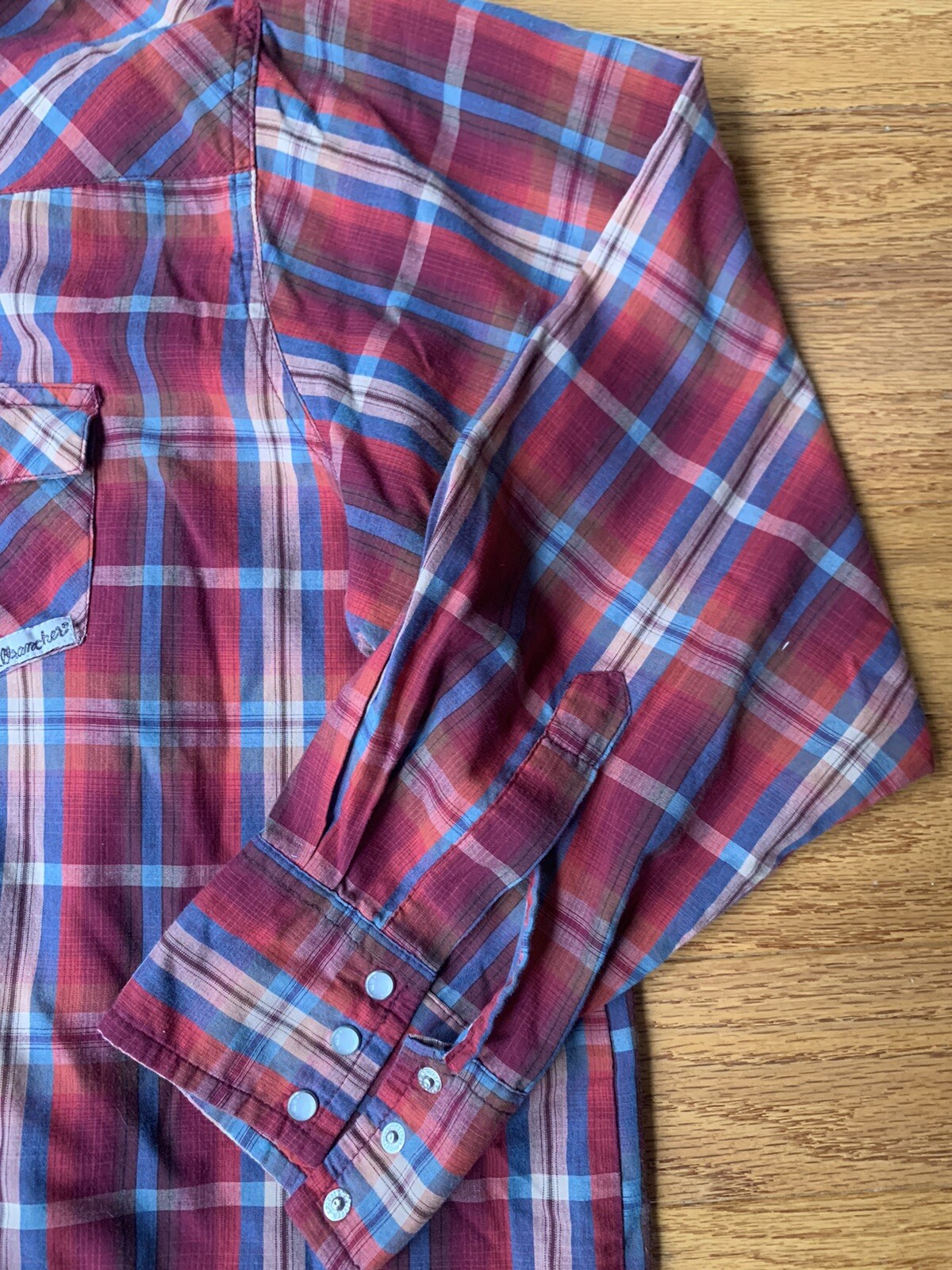 Vintage Wrangler Wrancher Western Pearl Snap Button up Red Shirt 3XL | eBay