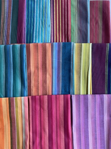 13 FQ Bundle Kaffe Fassett Shot Cotton Woven Exotic Stripes Fabric OOP ...