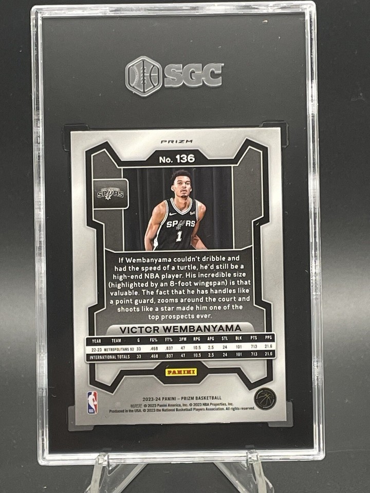 2023-24 Panini Prizm VICTOR WEMBANYAMA Rookie #136 Silver Prizm SGC - 9 ...