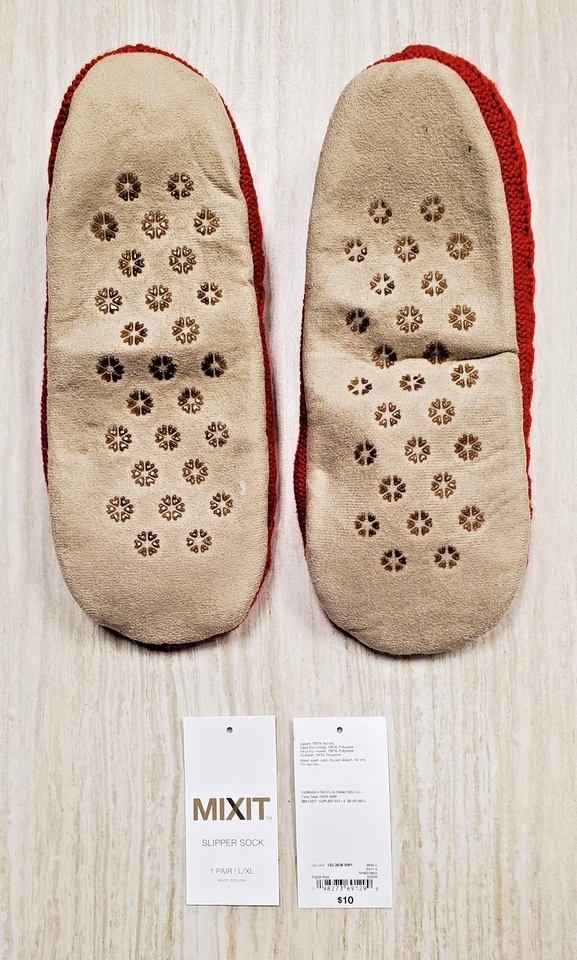 New Women's MIXIT Knitted Slippers Size L-XL Cabaret Red Non-Skid Sole ...