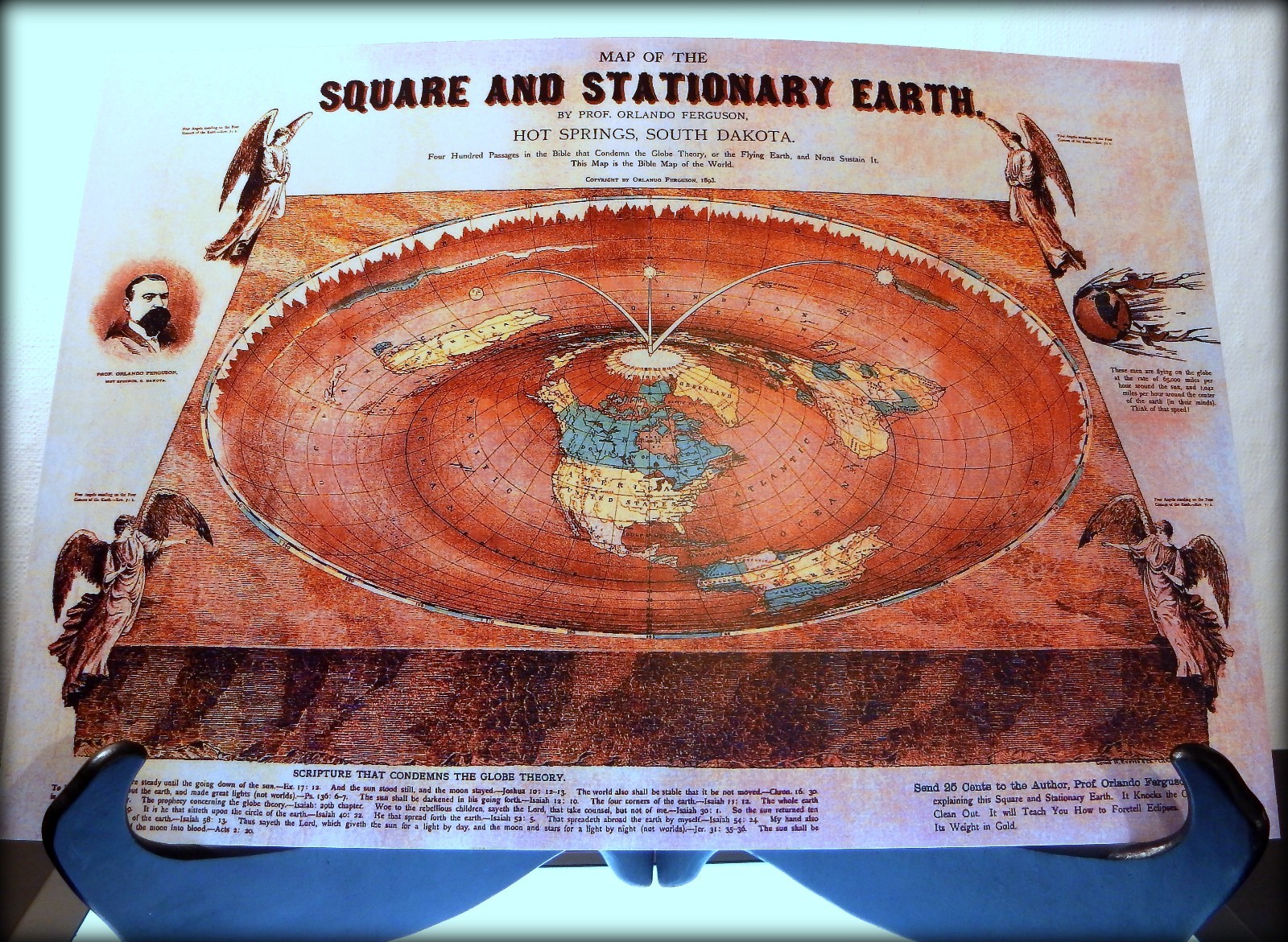 Flat Earth (A3) Print Map - Orlando Ferguson - Square & Stationary ...