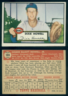 (64922) 1952 Topps 135 Dixie Howell White Back Reds-EM | eBay