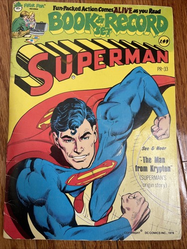 SUPERMAN BOOK AND RECORD SET PETER PAN RECORDS 1978 DC COMICS PR 33 No ...