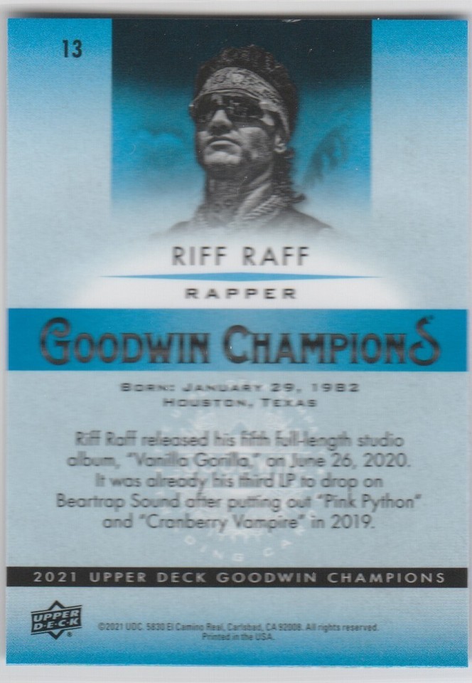 2021 RIFF RAFF Goodwin Champions Platinum BLUE Rainbow Refractor #13 ...