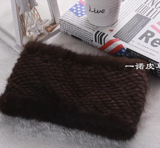 100% Mink Fur Scarf Winter Headband Snood High Elastic Tight Weave ...