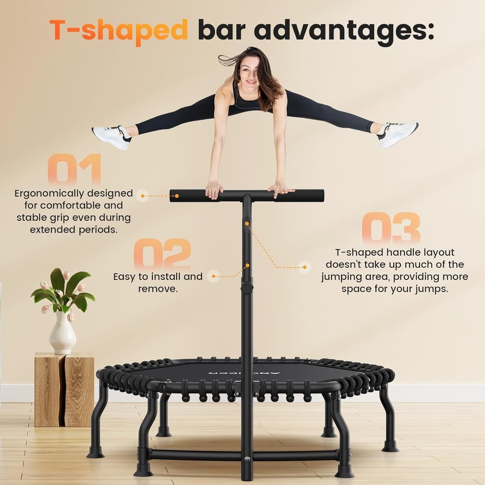 50" Trampoline Home Exercise Bungee Jumping Cardio Trainer Workout for ...