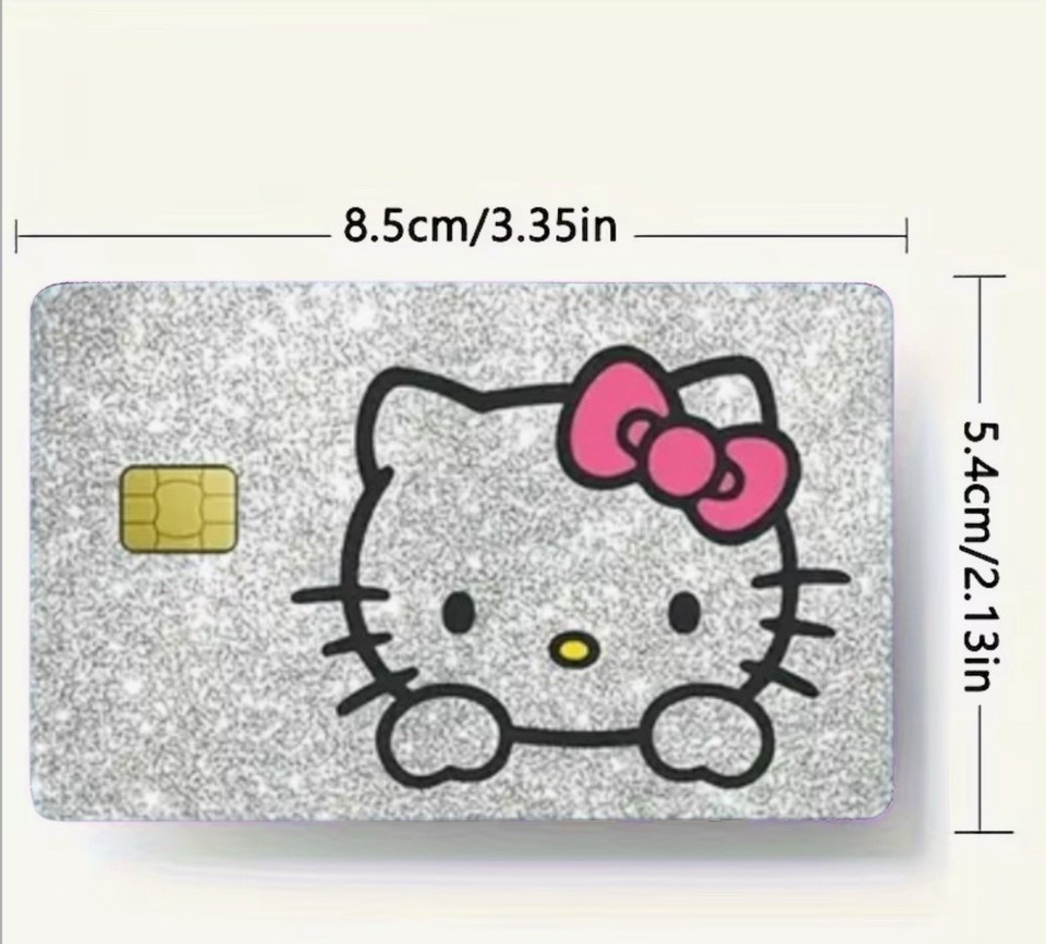 SILVER Sparkle Glitter Look Hello Kitty Credit Debit Bank Card Skin ...