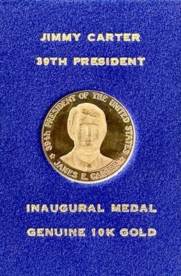 1977 GOLD UNC Jimmy Carter 10K GOLD Medal Coin In Original Franklin ...