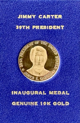 1977 GOLD UNC Jimmy Carter 10K GOLD Medal Coin In Original Franklin ...