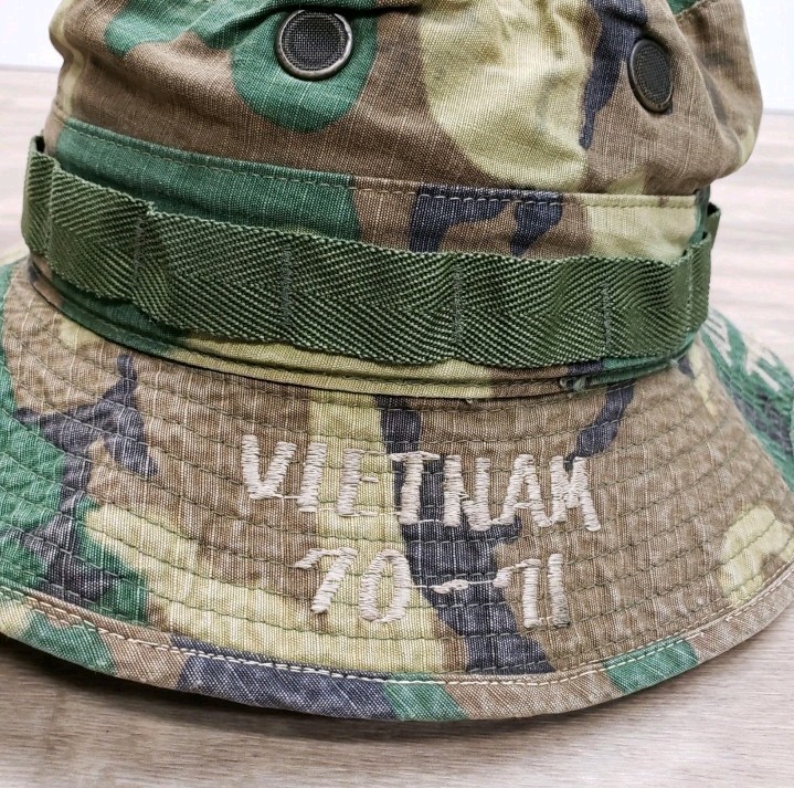 Original Vietnam war 173rd AB Viet Cong Hunting Club Boonie 6 3/4 ERDL ...