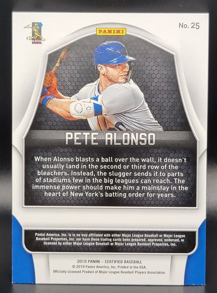 2019 Panini Certified Pete Alonso Rookie #25 New York Mets | eBay