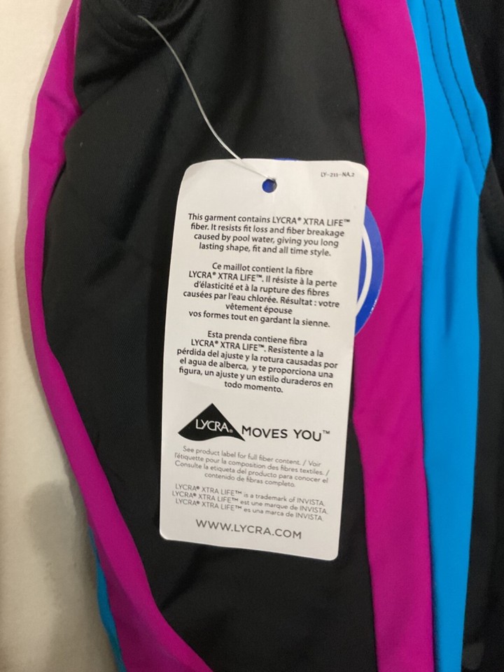 SwimsuitsForAll one piece Fuscia Aqua stripes Black shelf bra plus size ...