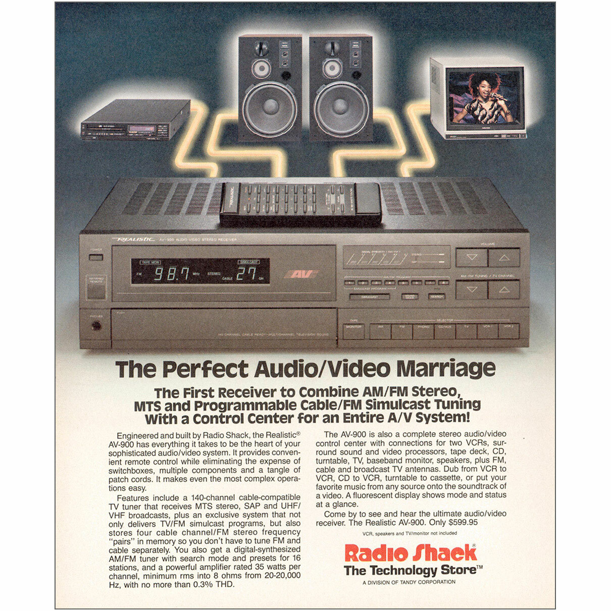 1988 Radio Shack: Perfect Audio Video Marriage Vintage Print Ad | eBay