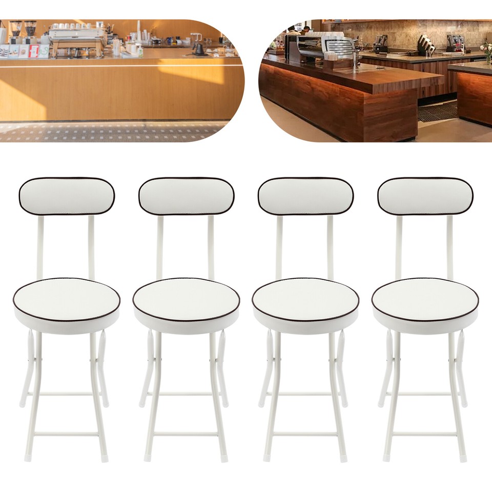 Upholstered Counter Stool 4pcs Bar Stool Portable Folding Kitchen ...