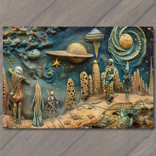 POSTCARD Alien God Civilization Religious Deity Ceremony Sacred Ritual ...
