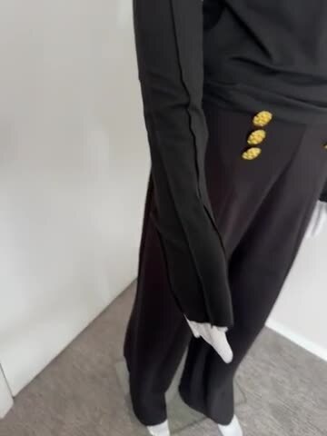 Commense Sleek Black Long Sleeve Ribbed texture Top Fitted Casual ...