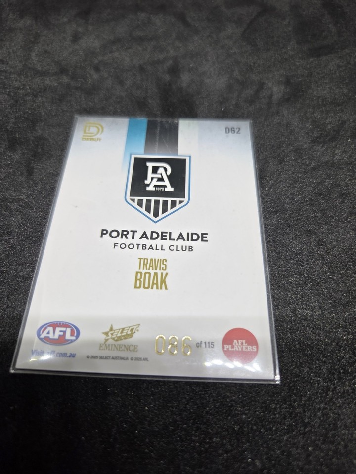 2025 Select AFL Eminence DEBUT Card Travis Boak Port Adelaide Power ...
