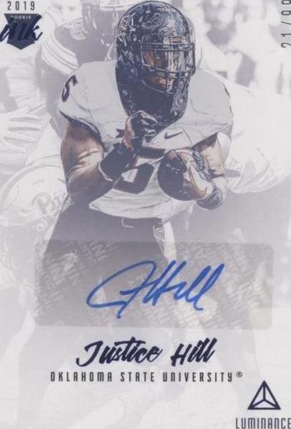 2019 Panini Luminance - Rookie Ink Justice Hill #RI-JH Blue /99 (AU, RC ...