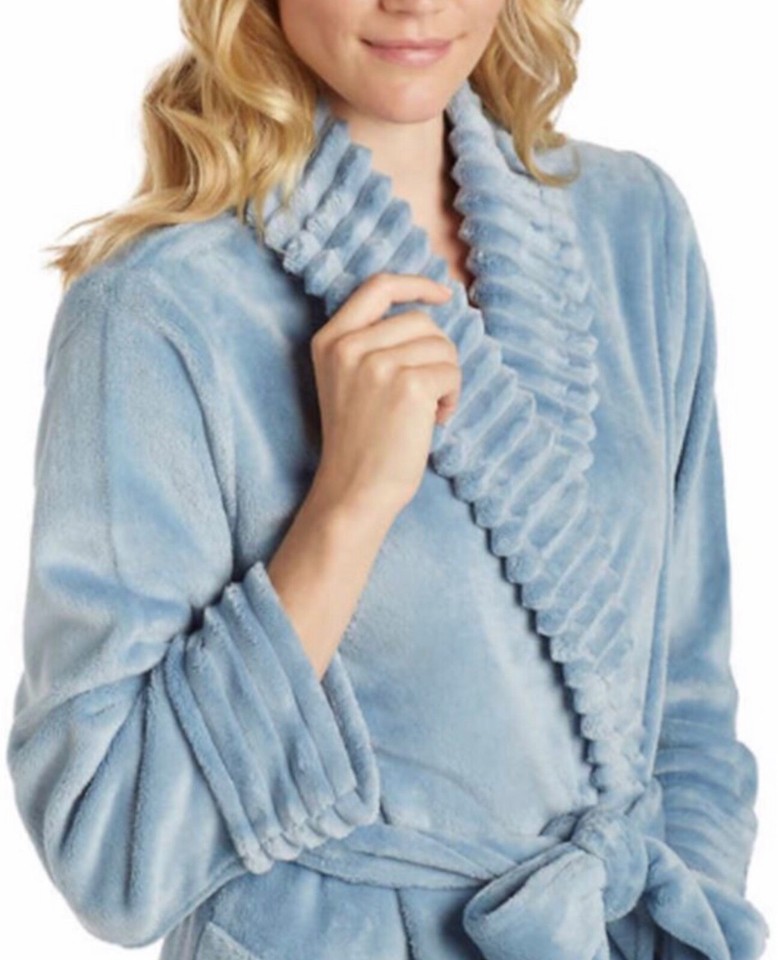Carole Hochman Women's Extra Large Blue Long Plush Wrap Robe NWT ...