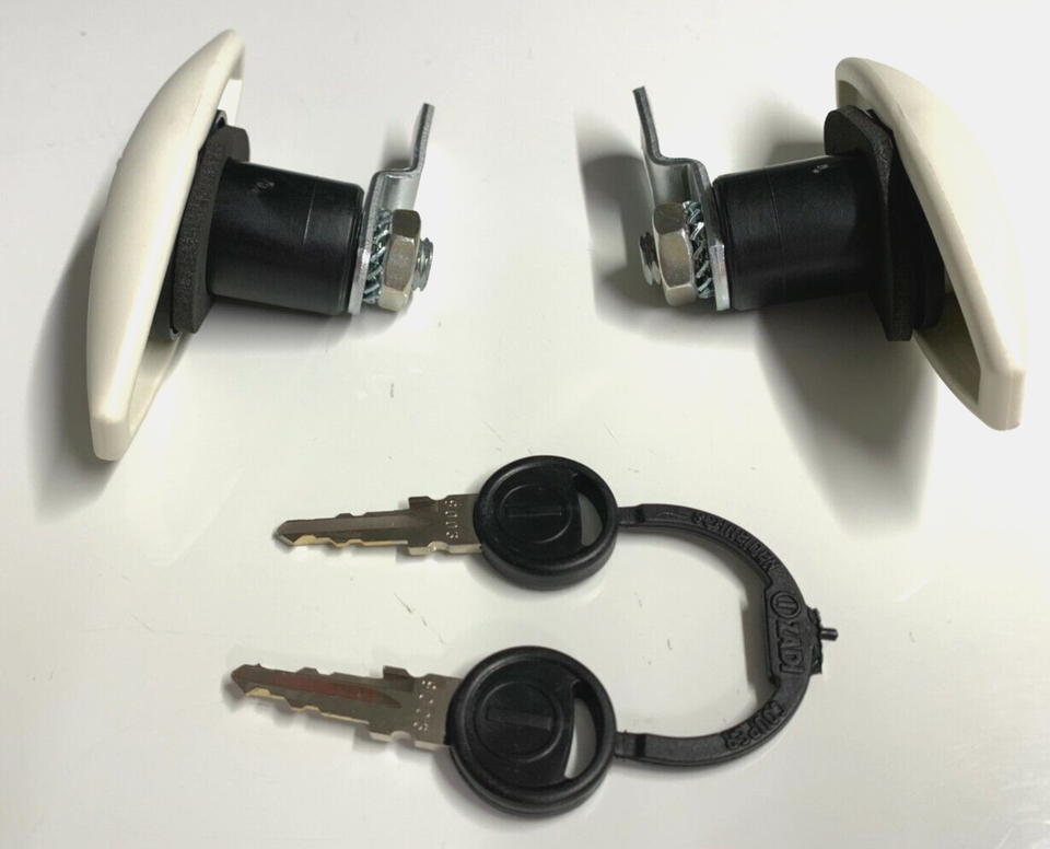 White Oval Zadi Door Lock Pair Access Locker Caravan Motorhome + Camper ...