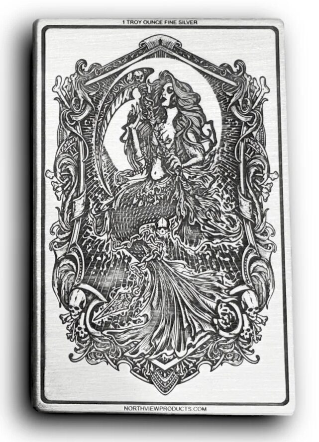 2024 Grim Reaper Mermaid 1 oz Silver Card Bar by North View Products | eBay