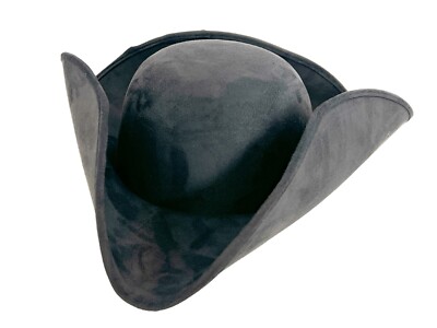 BLACK PREMIUM ADULT BLACK PIRATE TRICORNE TRI-CORNER TRICORN COSTUME ...