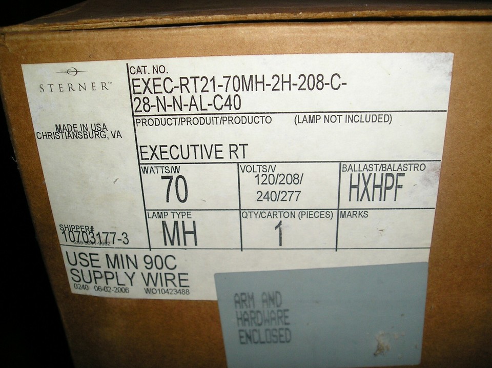 Hubbell , Sterner EXEC-RT21 Light Fixture - 70 watt MH - ****NEW**** | eBay
