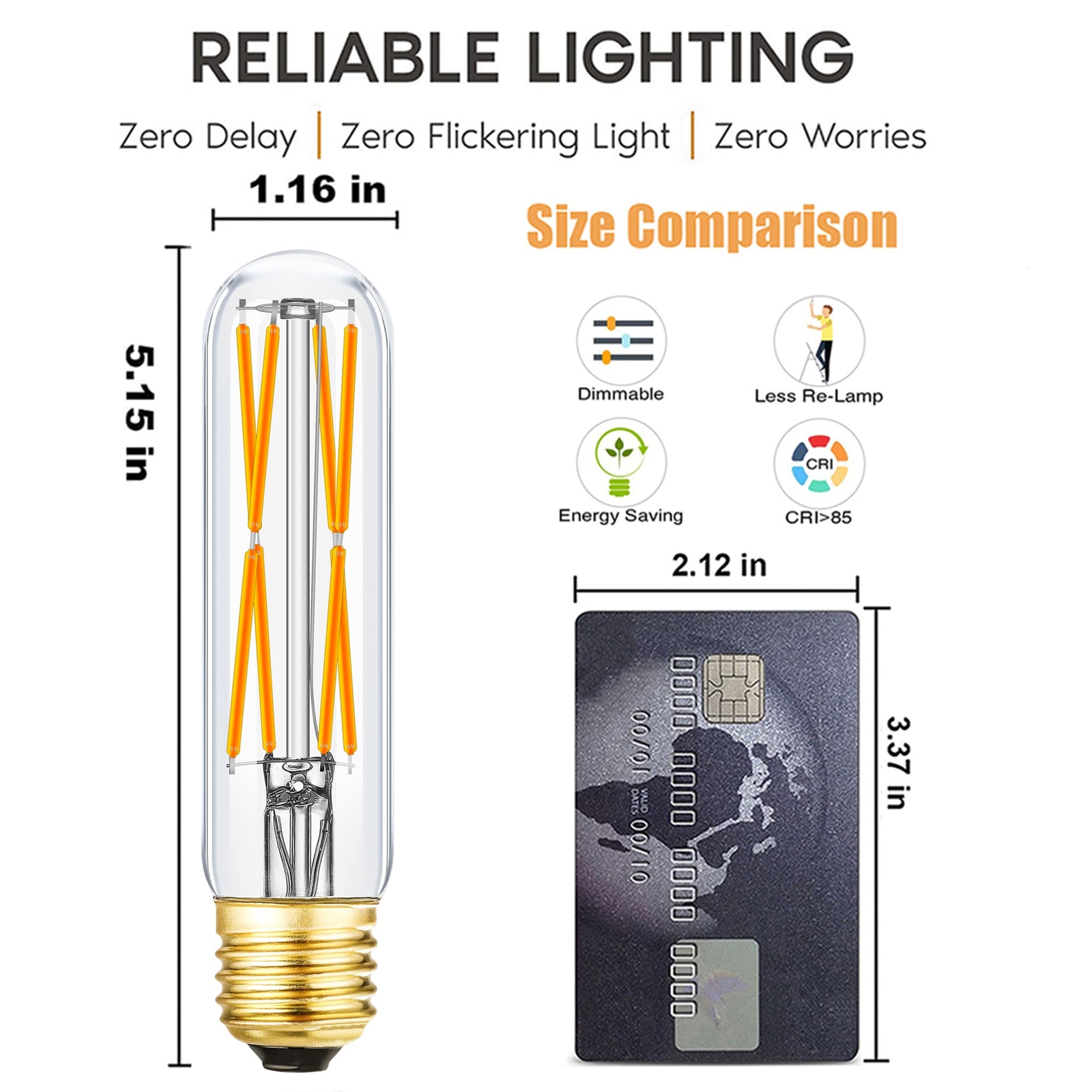 T10 Led Bulb,Dimmable 8W Led Tubular Bulbs, Soft White 3000K, 75 Watt ...