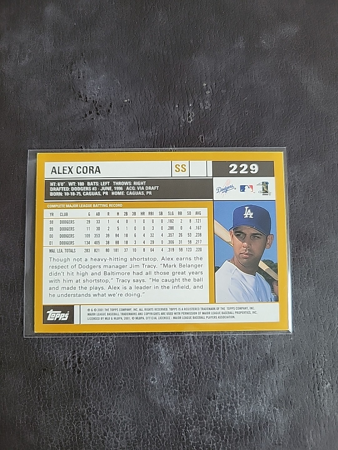 2002 Topps Baseball Alex Cora Signed IP Auto Los Angeles Dodgers ...