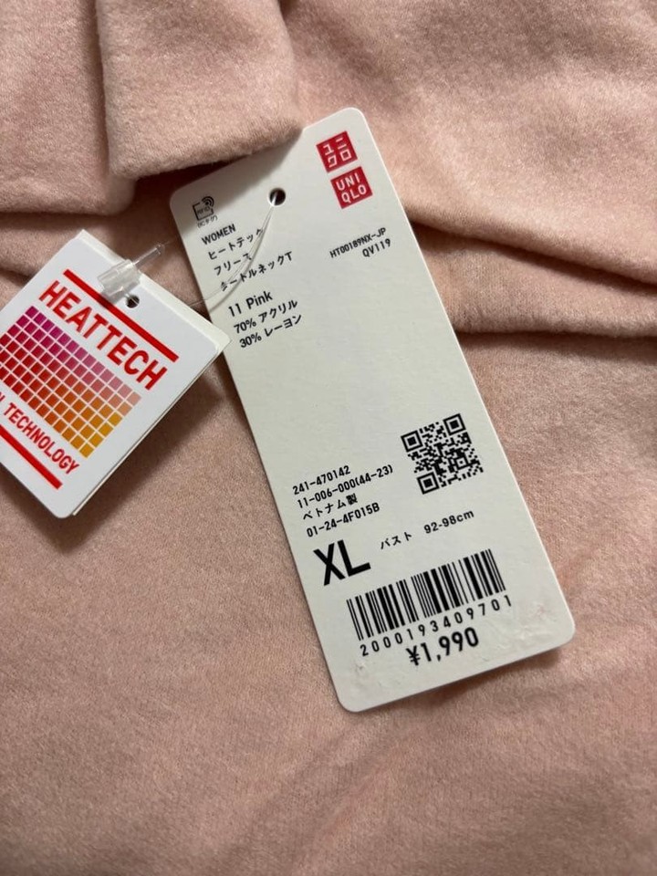 UNIQLO HEATTECH Fleece Turtleneck Top Pink XL New Tags | eBay