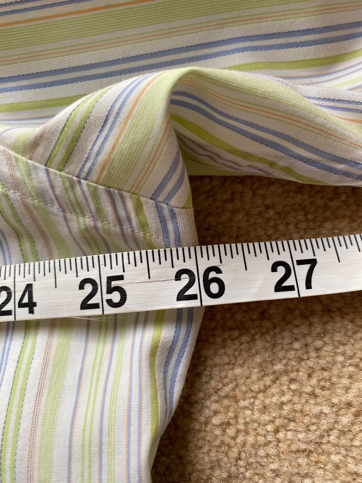 TM LEWIN 100 GREEN MULTI STRIPE DOUBLE CUFF SHIRT 17.5 36 | eBay UK
